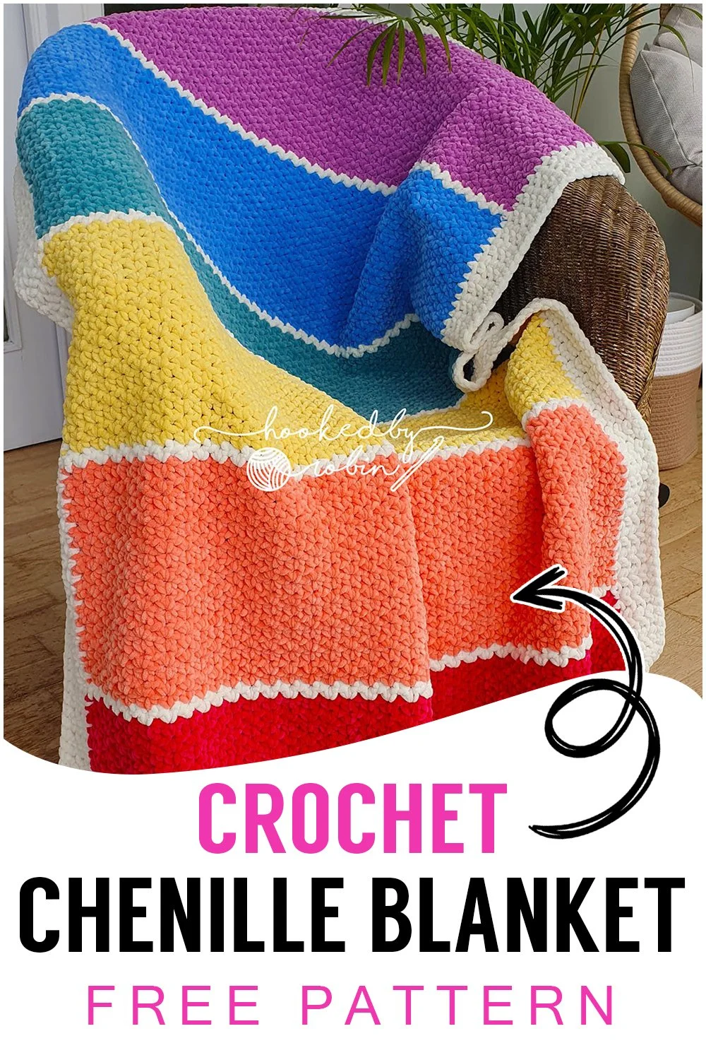 Crochet Chenille Colour Block Blanket [Free Video Tutorial & Written ...
