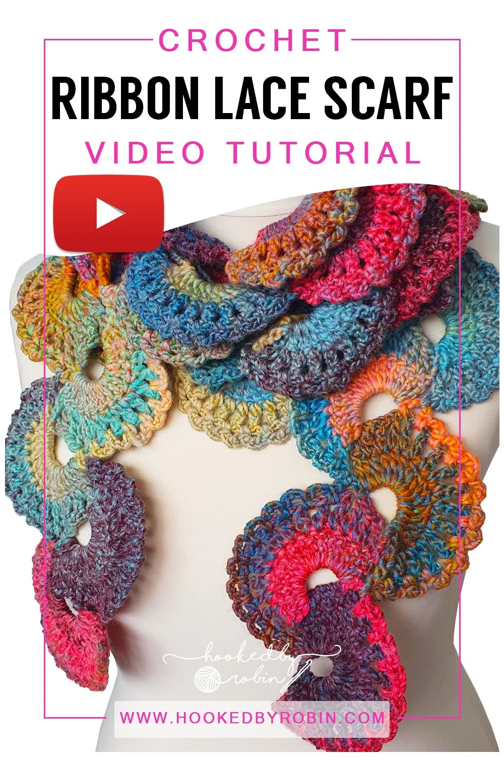 Crochet Ribbon Lace Scarf [Free Video Tutorial & Written Pattern ...