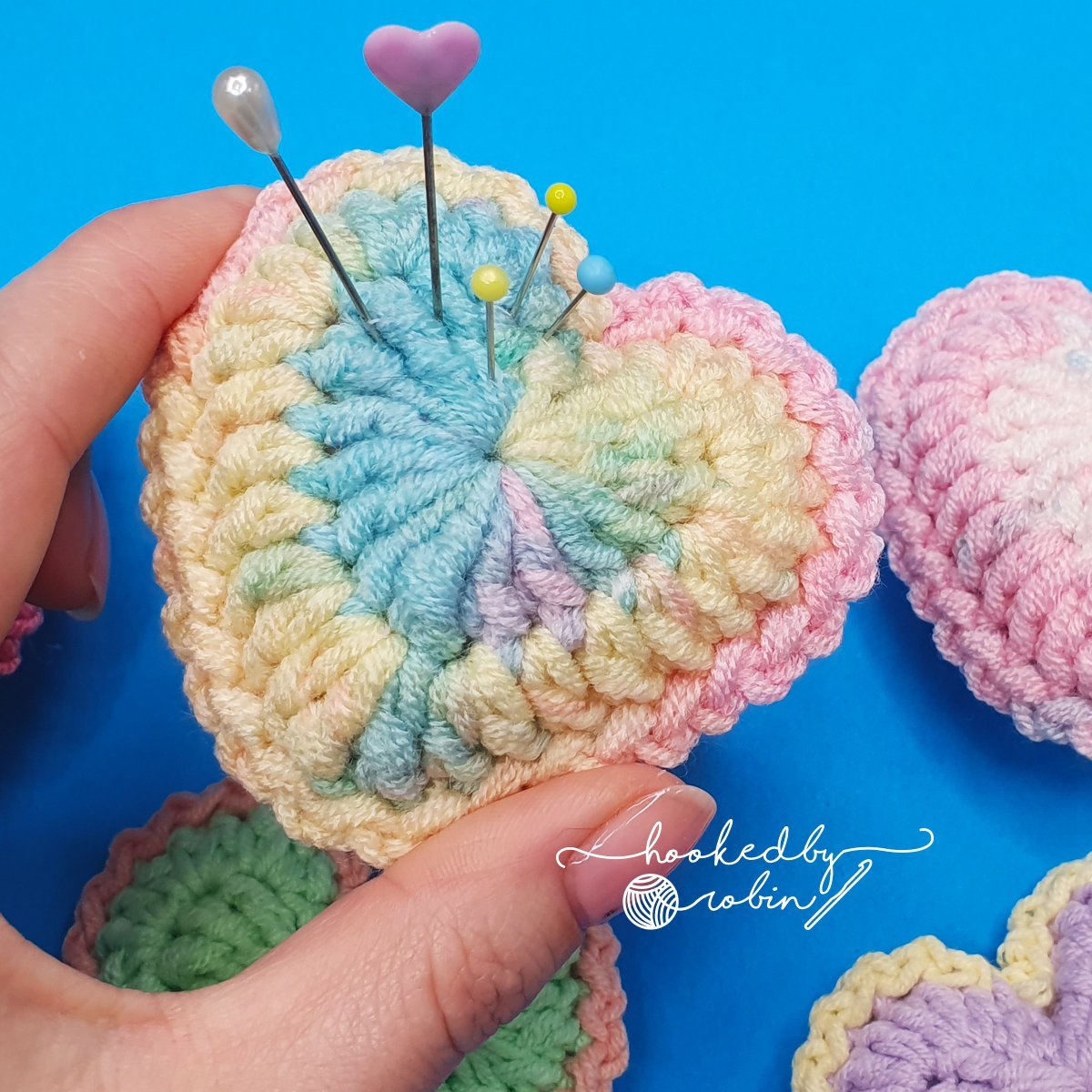 Crochet 3D Padded Heart Pattern PDF PATTERN — Hooked by Robin