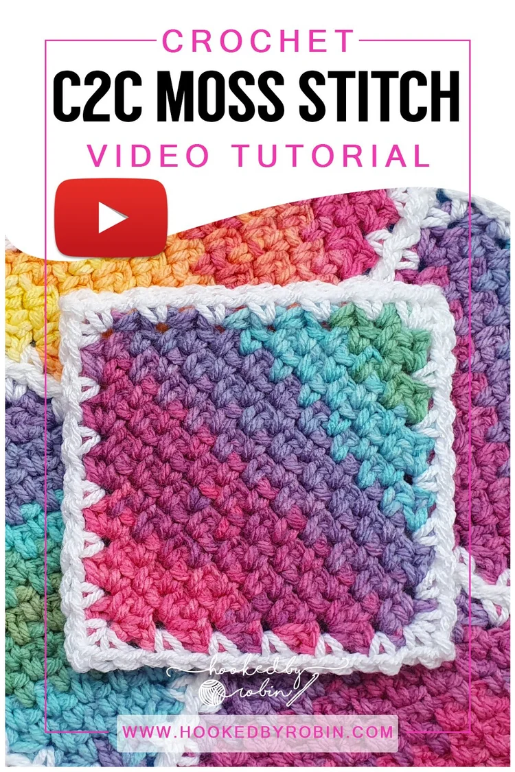 Crochet C2C Moss Stitch Square [Free Video Tutorial & Written Pattern ...