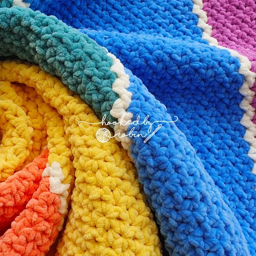 Crochet Chenille Colour Block Blanket [Free Video Tutorial & Written ...