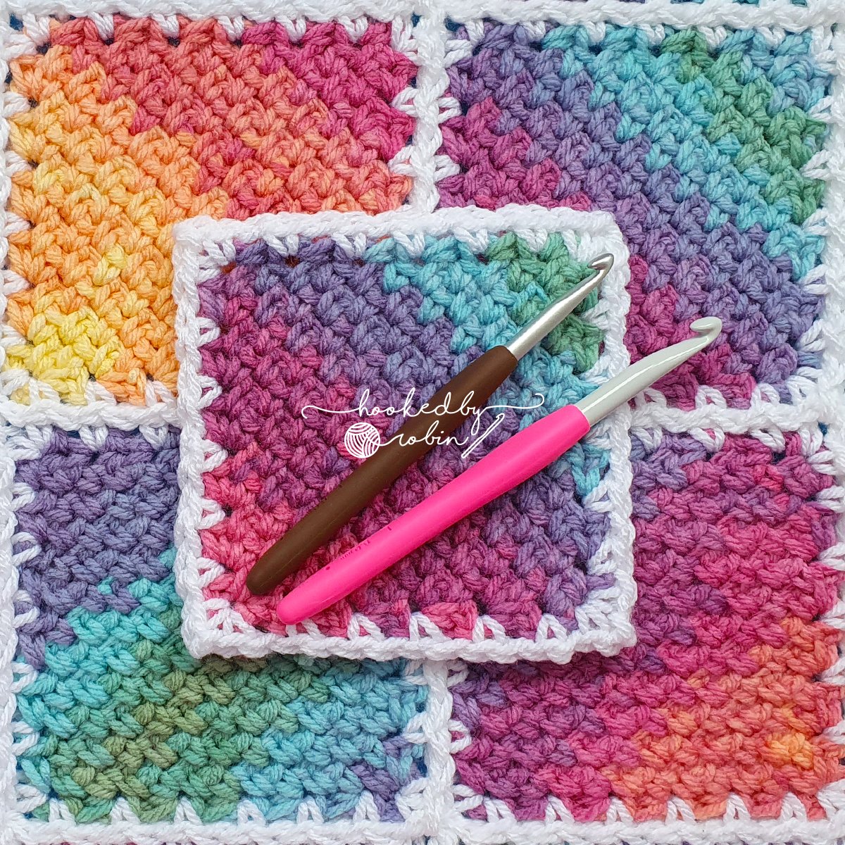 Crochet C2C Moss Stitch Square [Free Video Tutorial & Written Pattern ...