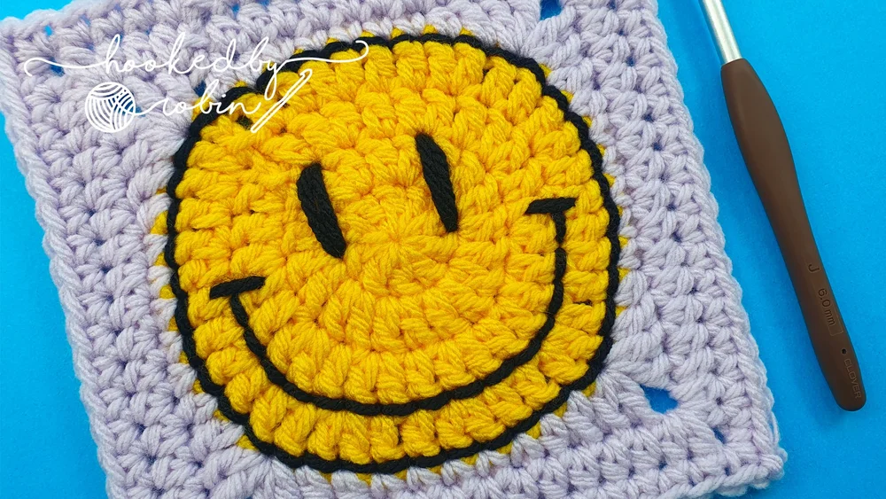 Crochet Smiley Face Square [Free Video Tutorial & Written Pattern ...