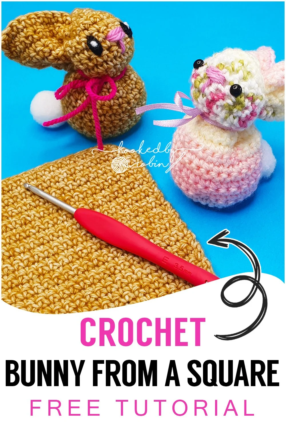 Crochet a Bunny from a Square! [Free Video Tutorial & Written Pattern ...
