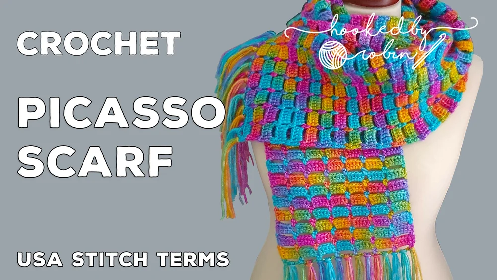 Crochet Picasso Yarn Scarf [Free Video Tutorial & Written Pattern ...