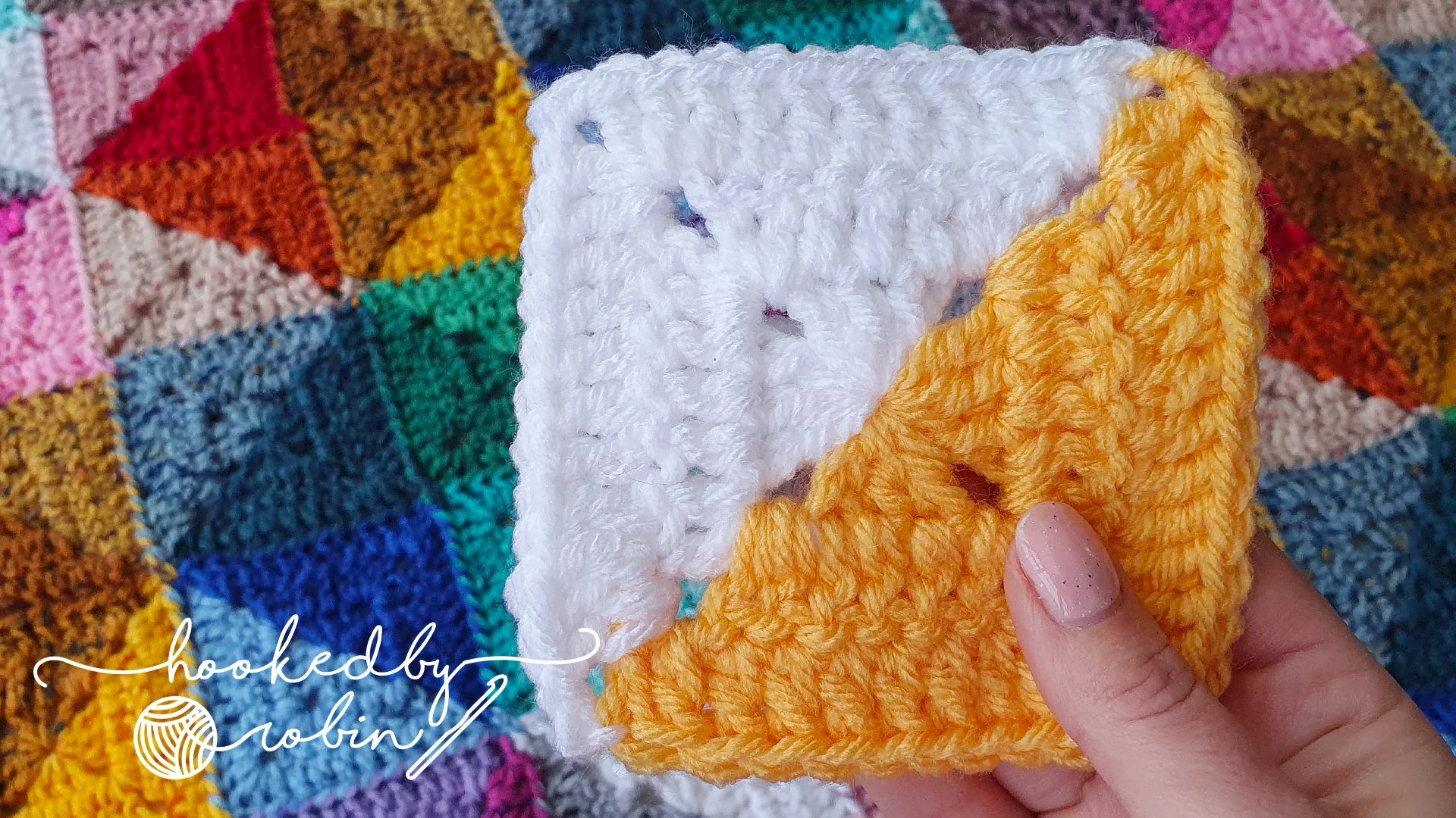 Crochet Two Tone Solid Square Blanket [Free Video Tutorial & Written Pattern!] — Hooked by Robin