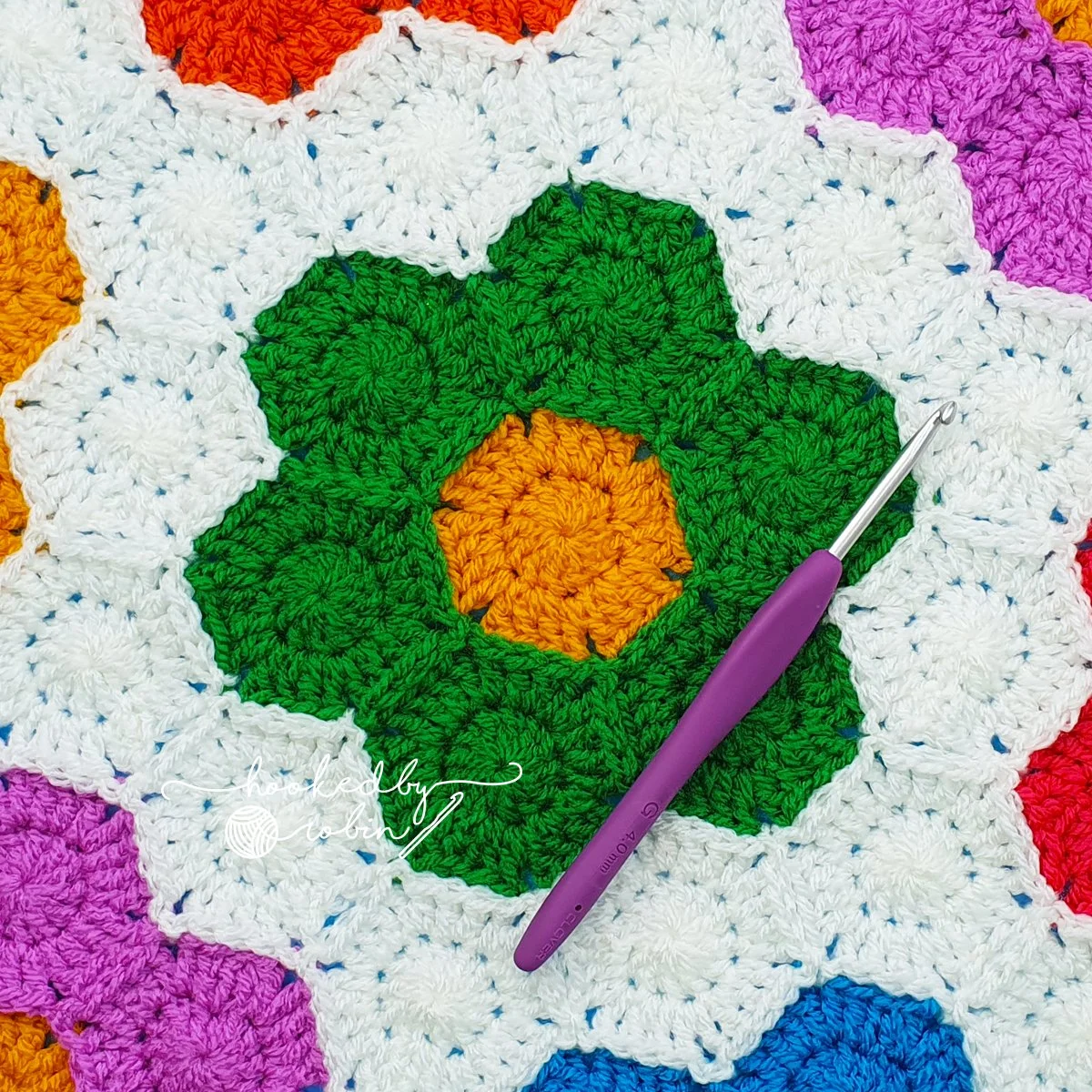 Crochet Small Solid Hexagon Motif JOIN AS YOU GO [Free Video Tutorial ...