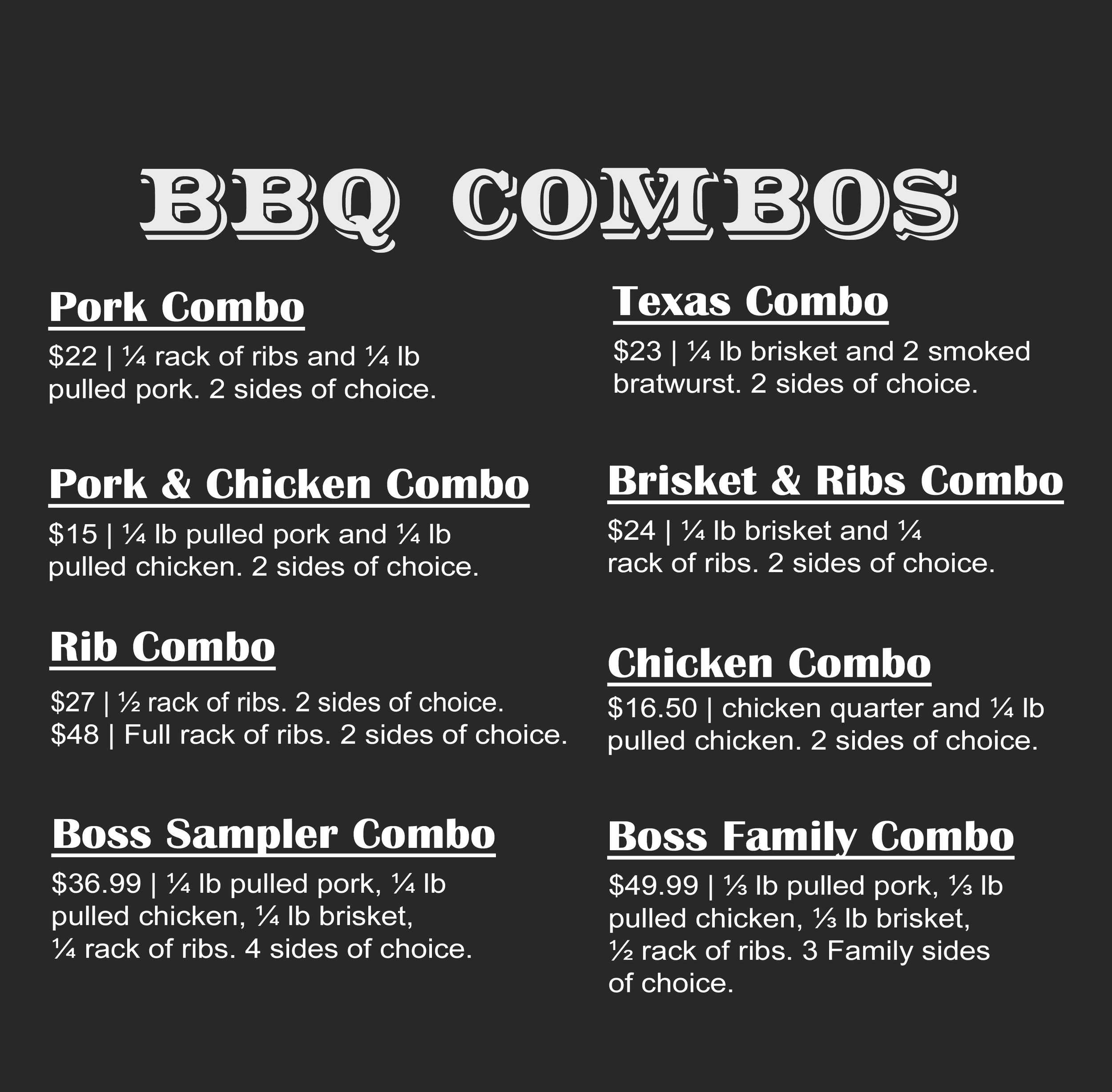 Menu — Boss Hog Barbecue