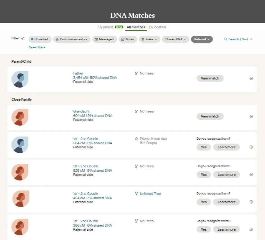 Exploring the new AncestryDNA® Parental Matches Feature — Start ...