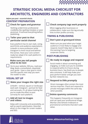 Social media posting checklist | Built Environment Marketing