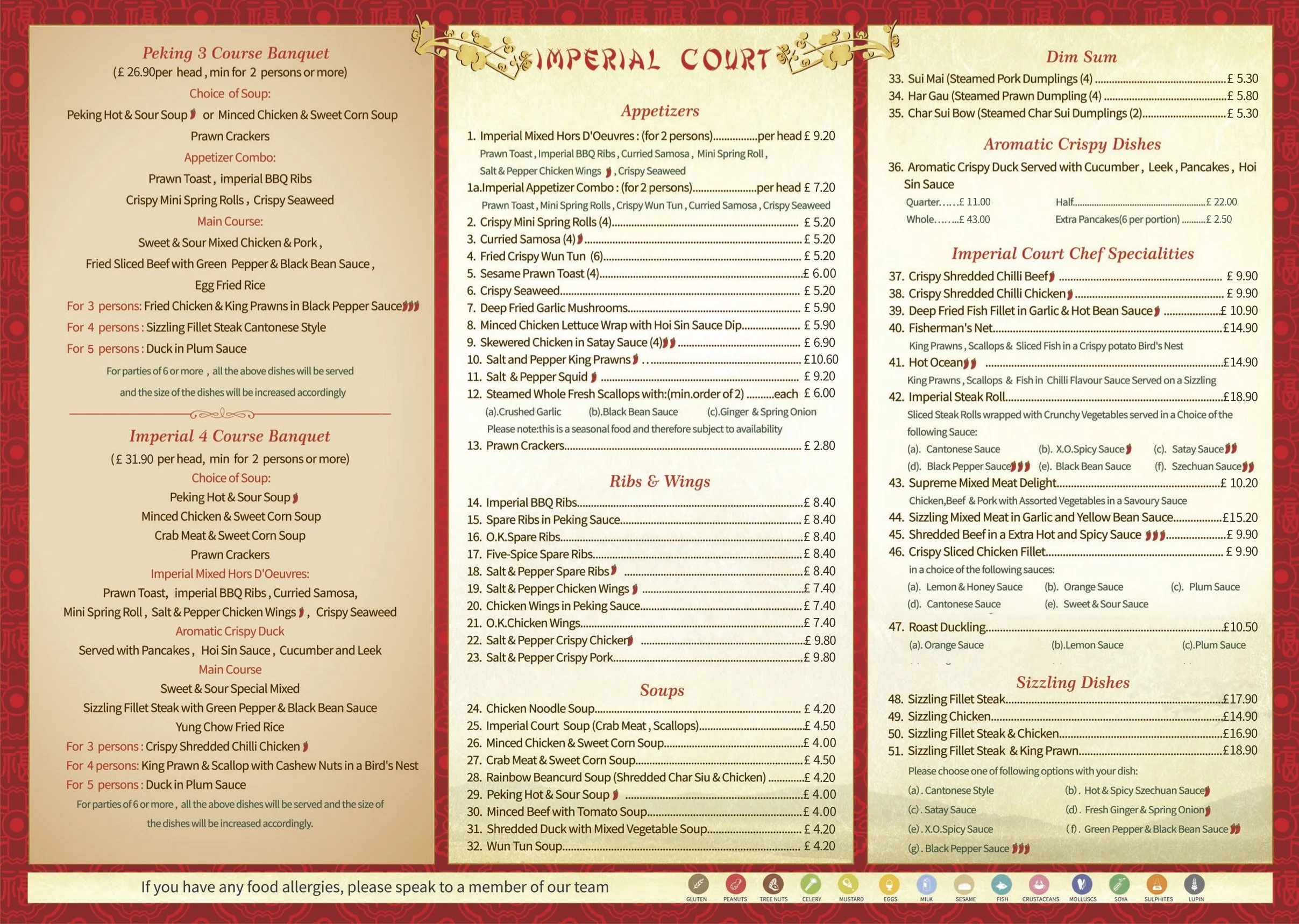 Restaurant Menu — Imperial Court