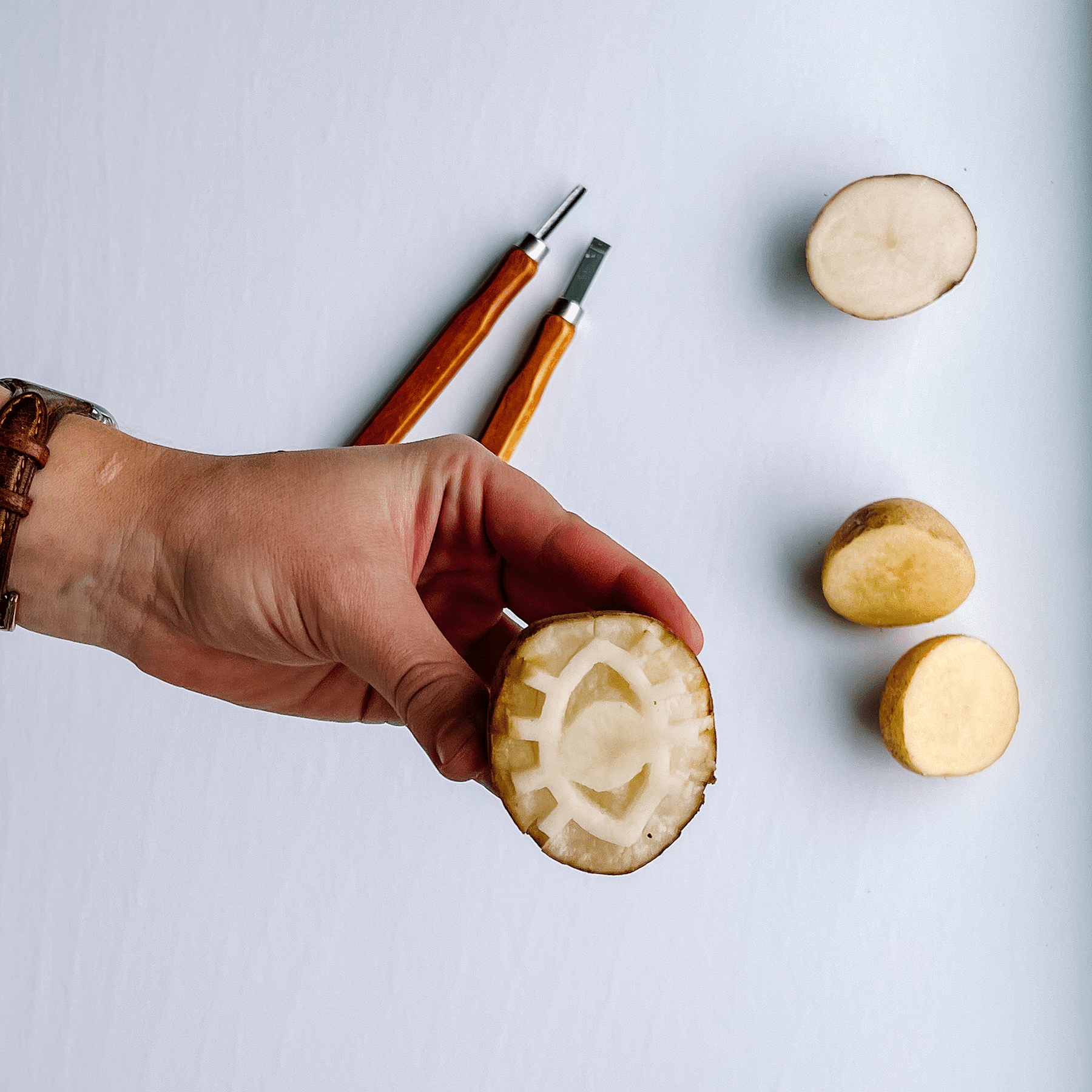 How to Make a Potato Stamp Block Print — The Green Mad House