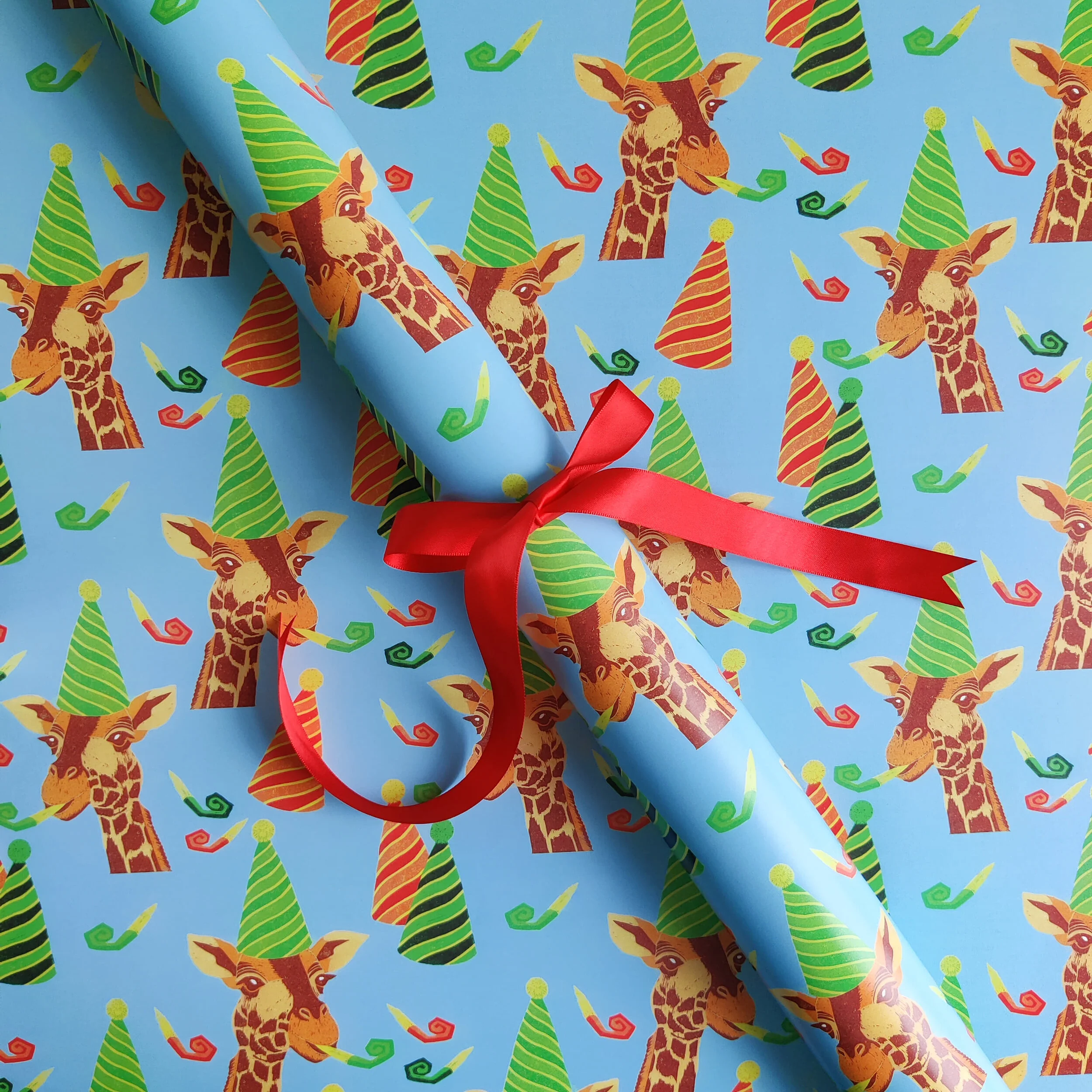 Party Giraffe Birthday Card and Envelope — Corrina Ann Art