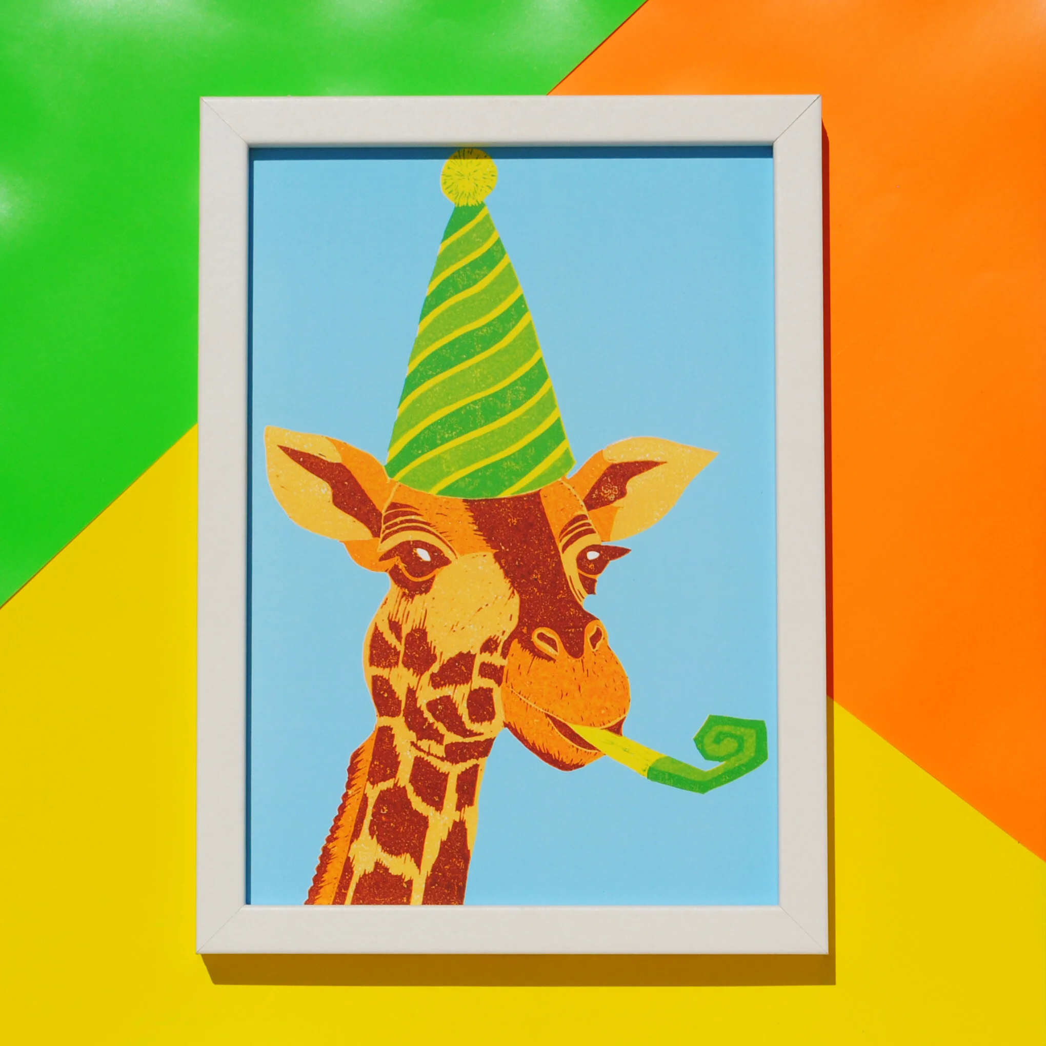 Party Giraffe Birthday Card and Envelope — Corrina Ann Art