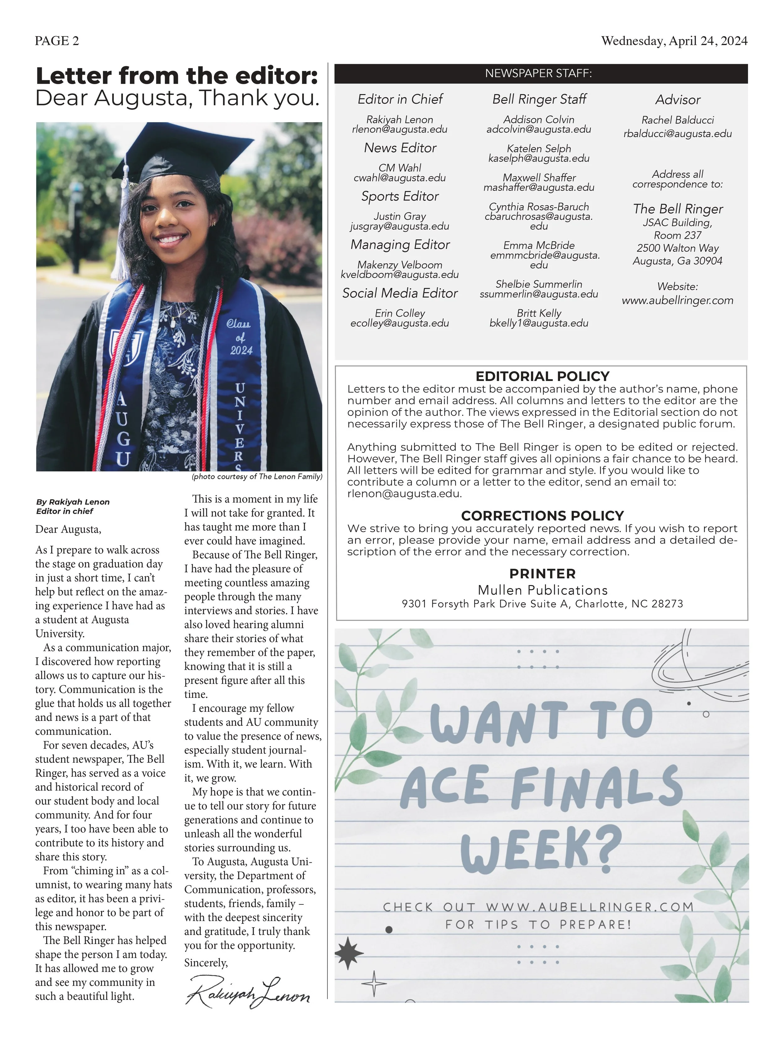 Read all about it! Introducing The Bell Ringer's Wednesday, April 24 ...
