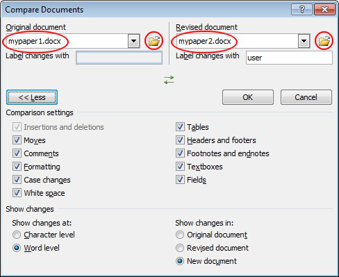 Create a Track Changes Document by Comparing Two Microsoft Word Files — John Garger