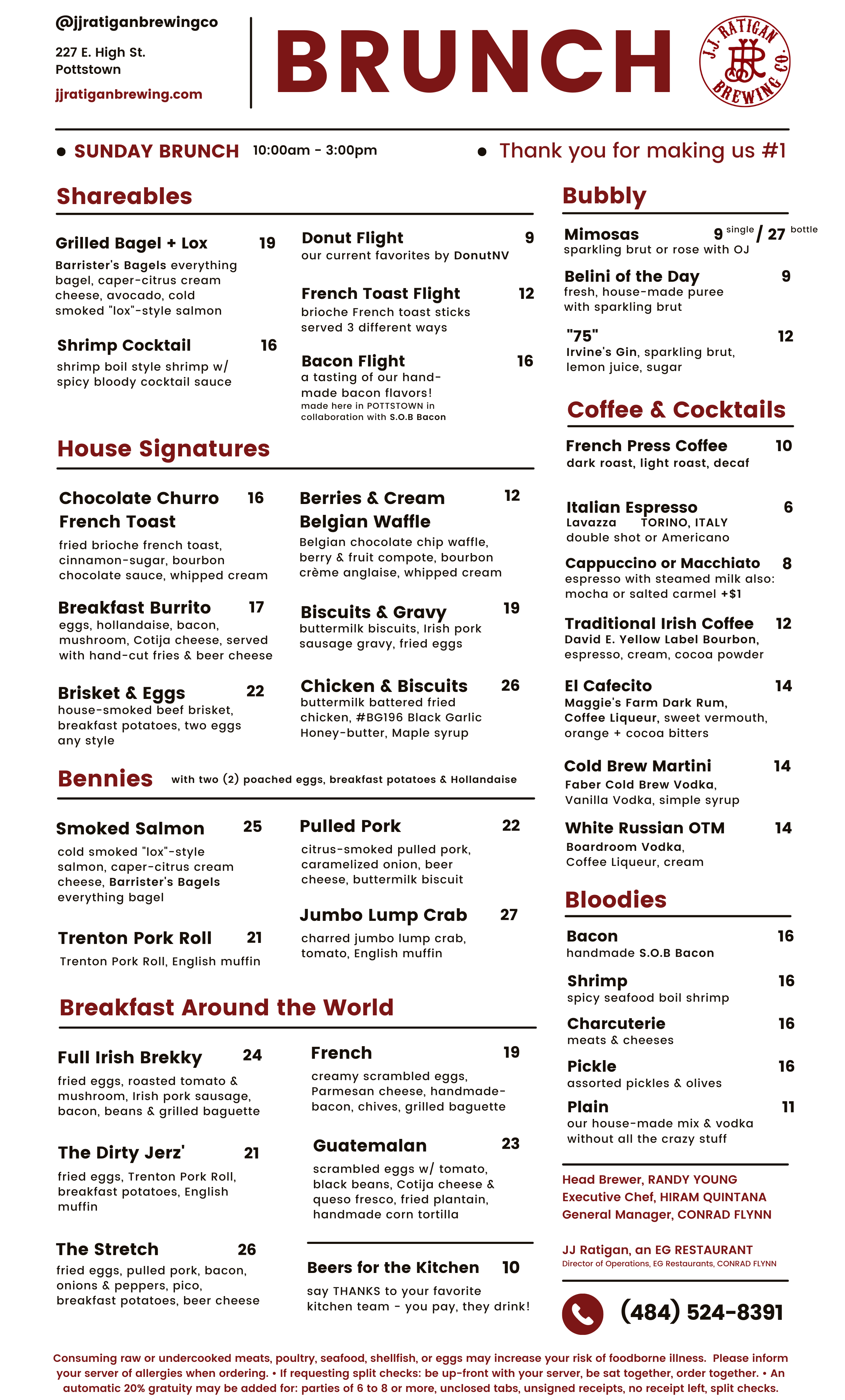 Sunday Brunch — JJ Ratigan Brewing