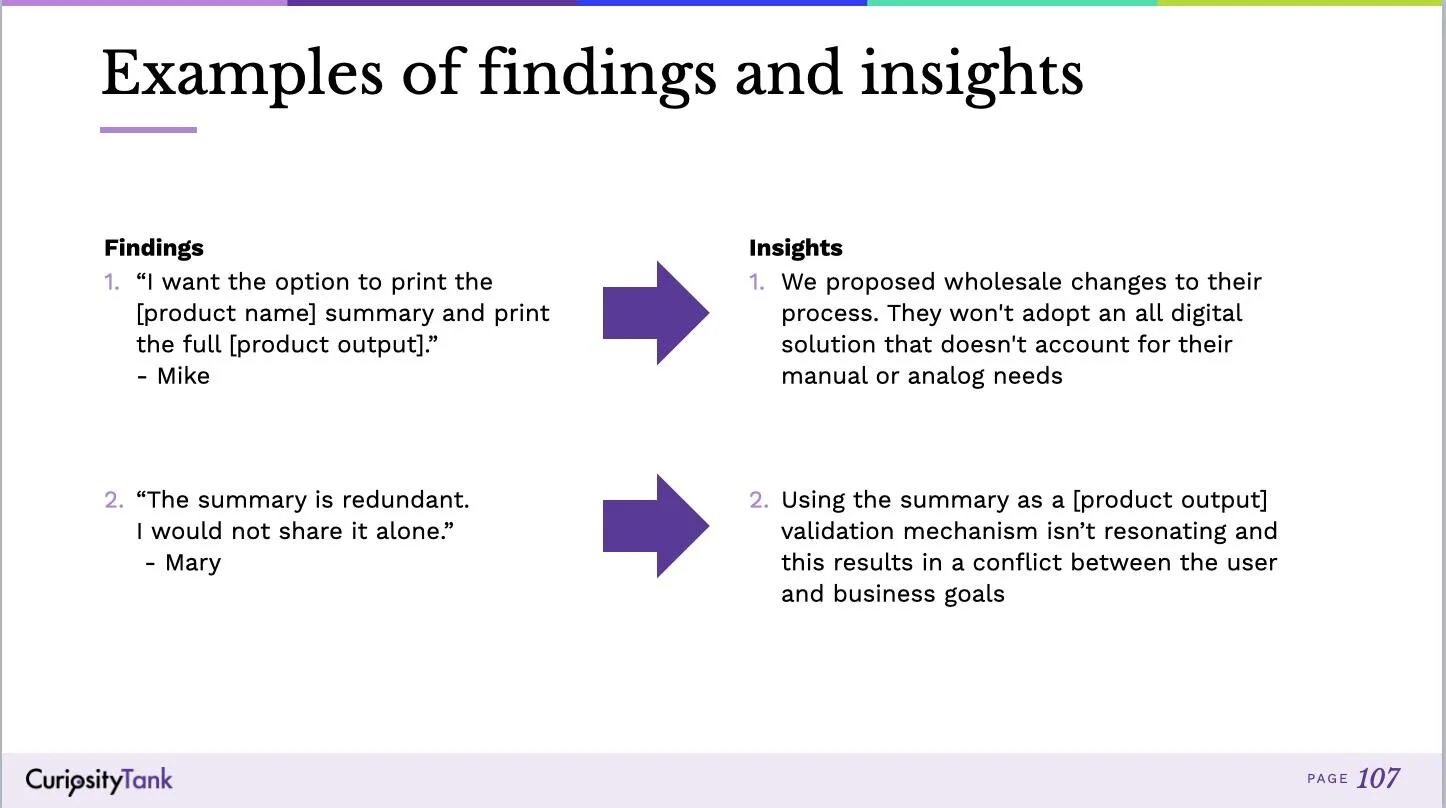 Are findings and insights the same in UXR? | Curiosity Tank