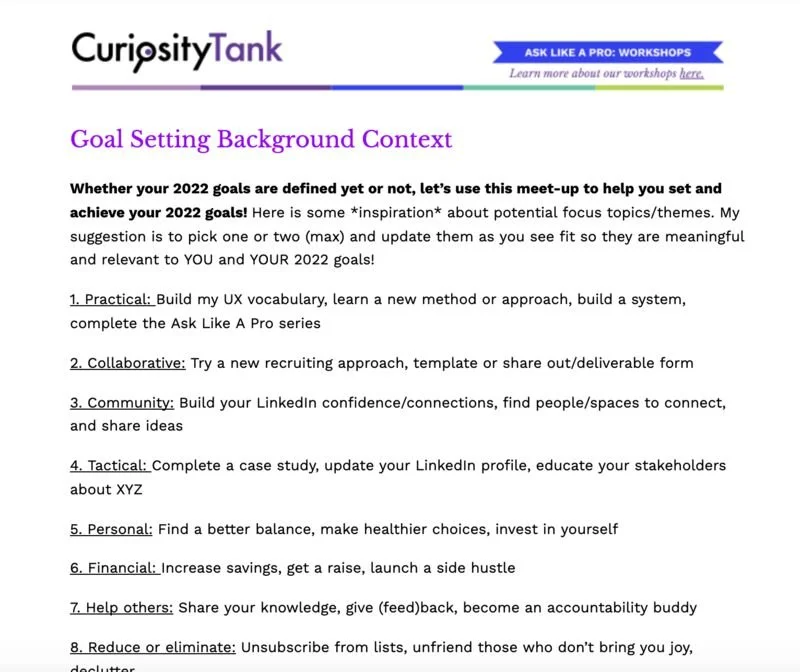 Setting your goals for 2022 | Curiosity Tank