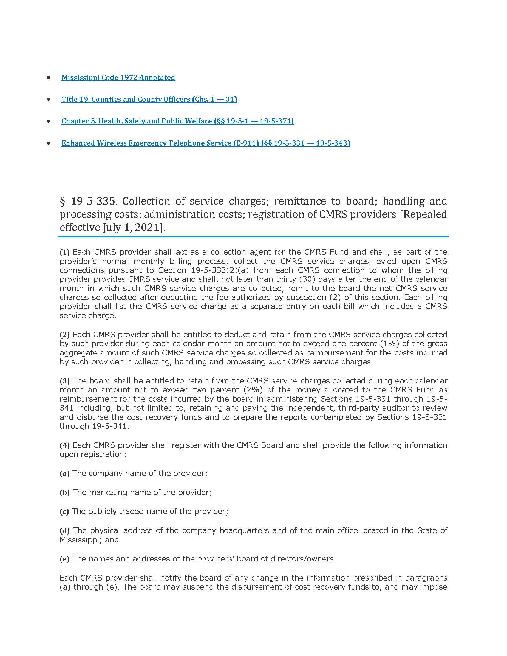 Laws — MS Commercial Mobile Radio Service Board