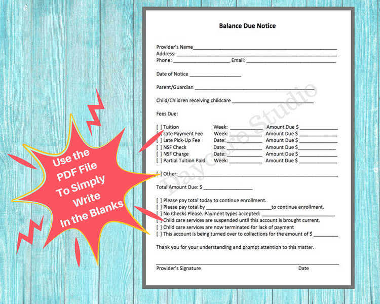 Daycare Emergency Plans/ Childcare Center Printable Daycare Forms ...