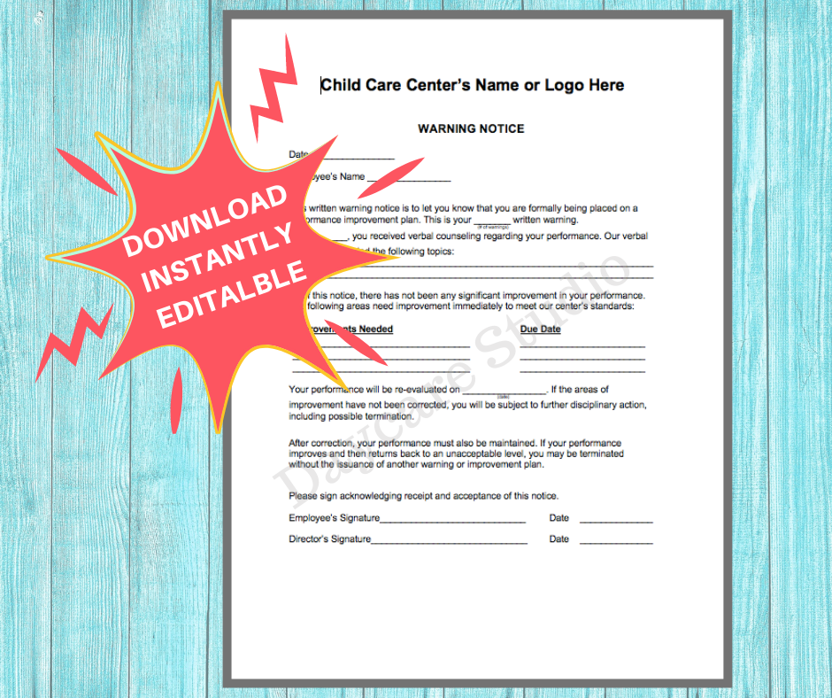 Daycare Enrollment Forms | Printable Daycare Contract Template ...
