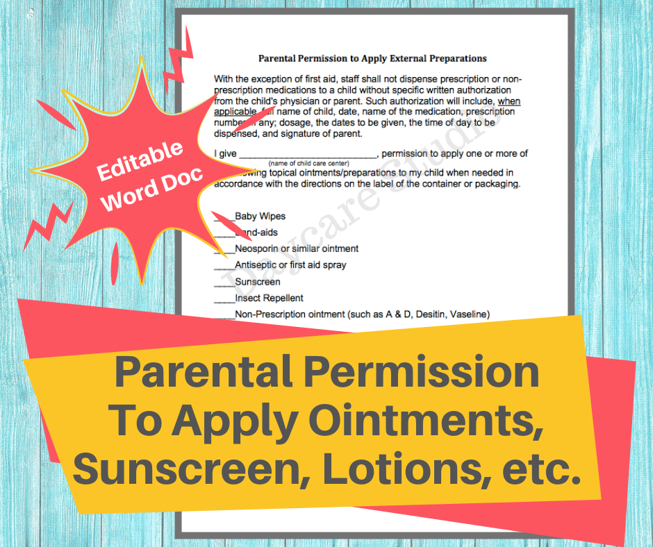 Pick-Up Form / Child Care Center Child Authorized Pick-Up Printable ...