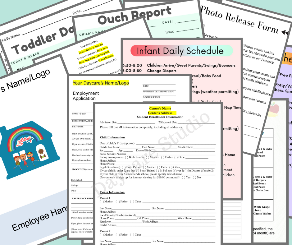 Educational Curriculum | Printable Daycare Forms | Daycare Templates ...