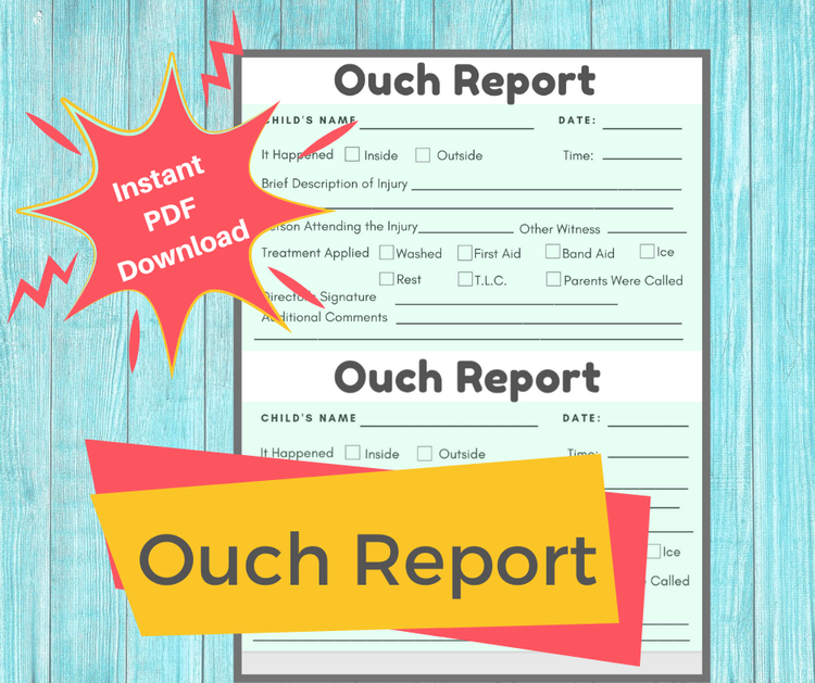 BITING REPORT- Daycare Printable Child Incident Report /Preschool ...