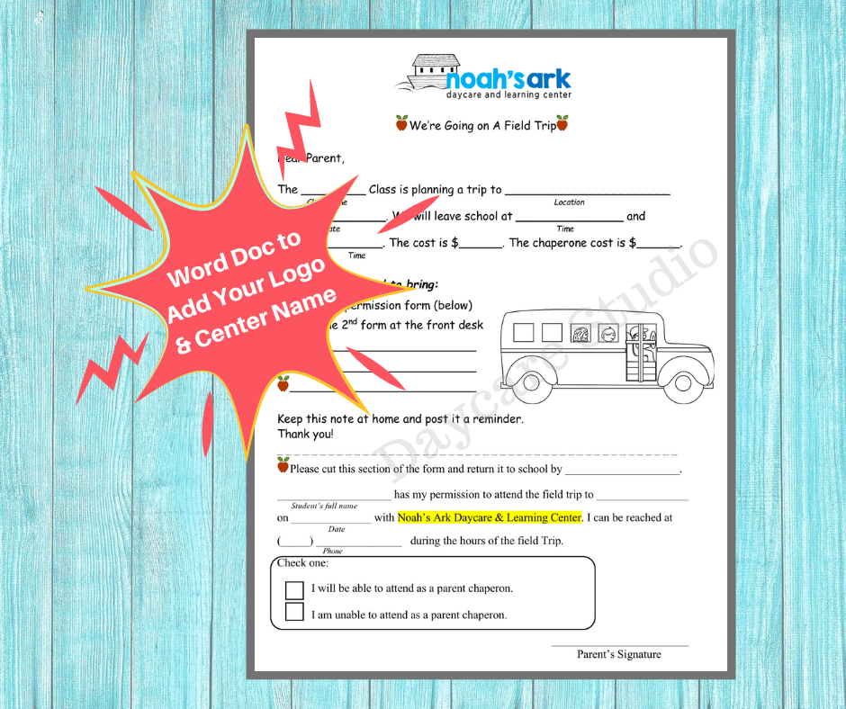Printable Payment Receipt For Child Care Services | Daycare Forms ...