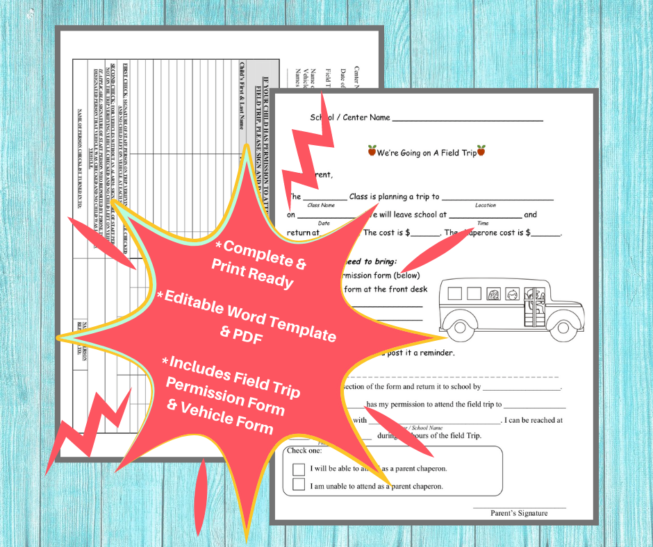 Pick-Up Form / Child Care Center Child Authorized Pick-Up Printable Form — Daycare Studio