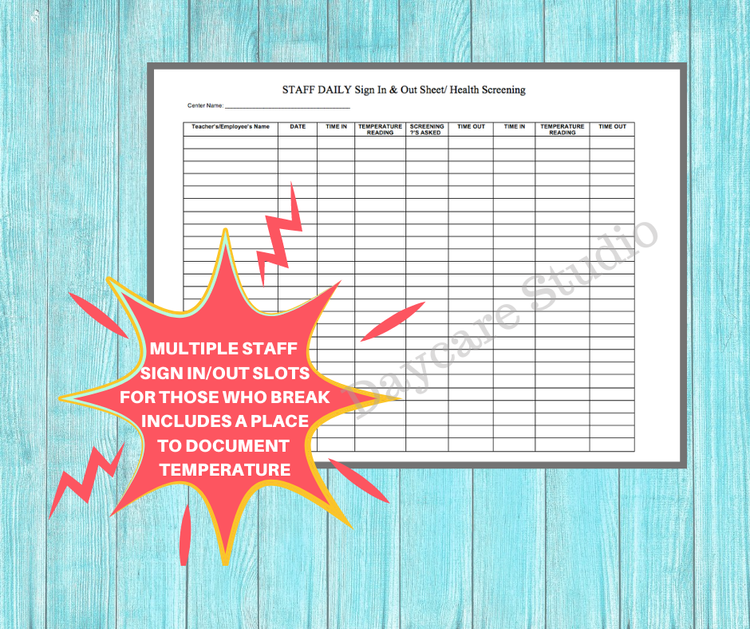 Daycare Emergency Plans/ Childcare Center Printable Daycare Forms ...