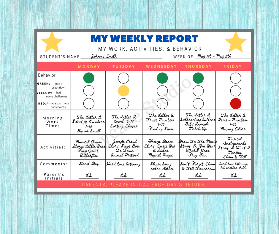 PRESCHOOL WEEKLY REPORT Daycare Printable Behavior Chart Daily PRESCHOOL WEEKLY REPORT Daycare Printable Behavior Chart Daily