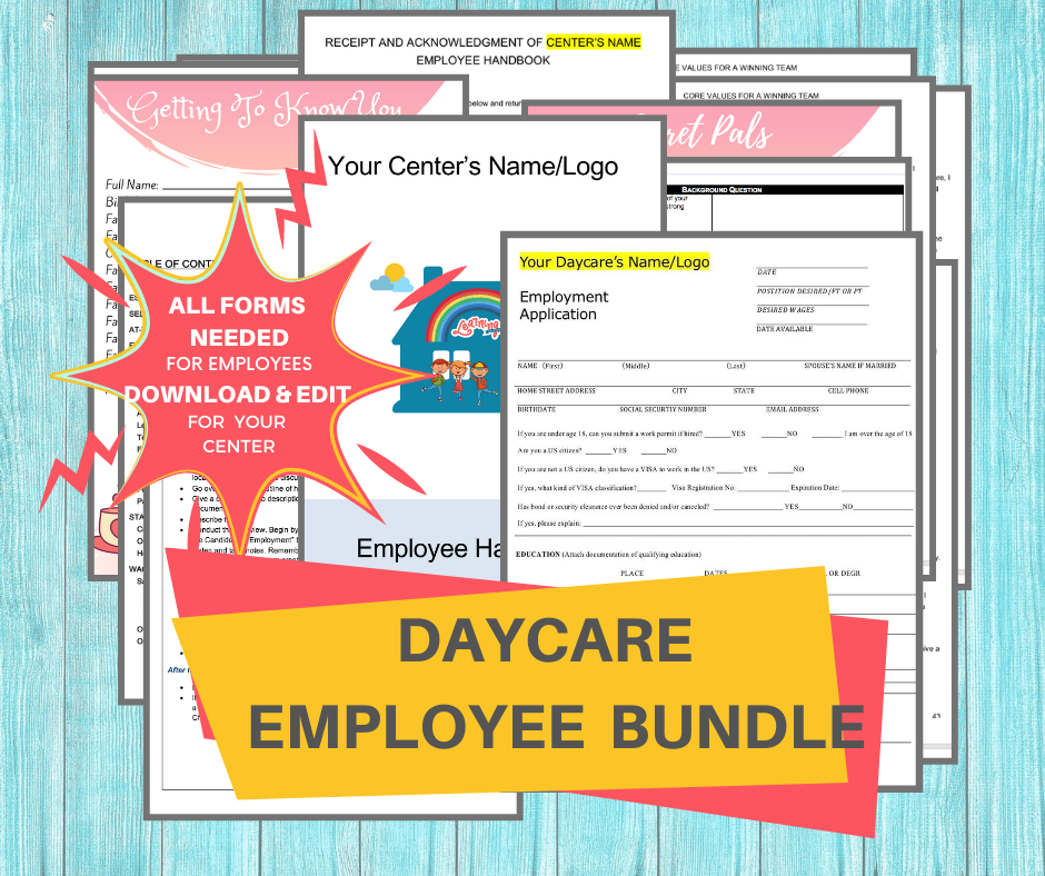 Daycare Emergency Plans/ Childcare Center Printable Daycare Forms ...