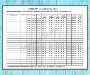 Health Screening Sign In/out Sheets | Printable Daycare Forms — Daycare ...