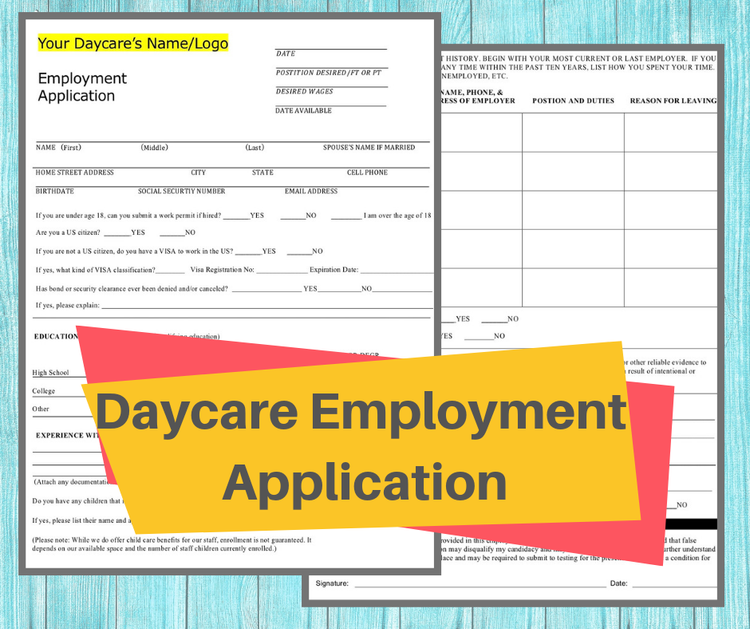 Daycare Enrollment Forms | Printable Daycare Contract Template ...