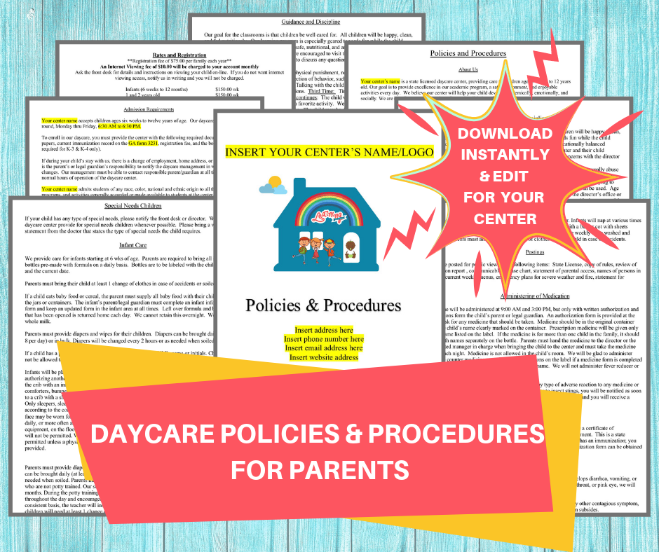 Daycare Enrollment Forms | Printable Daycare Contract Template ...