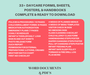 Educational Curriculum | Printable Daycare Forms | Daycare Templates ...