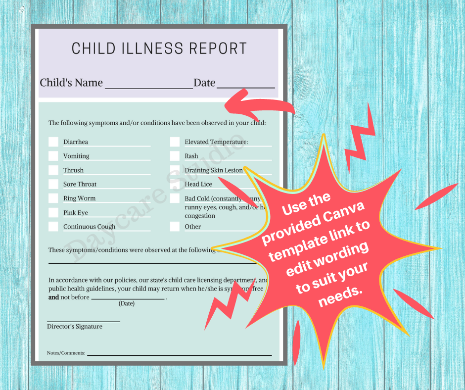 Health Screening Sign In/out Sheets | Printable Daycare Forms — Daycare ...