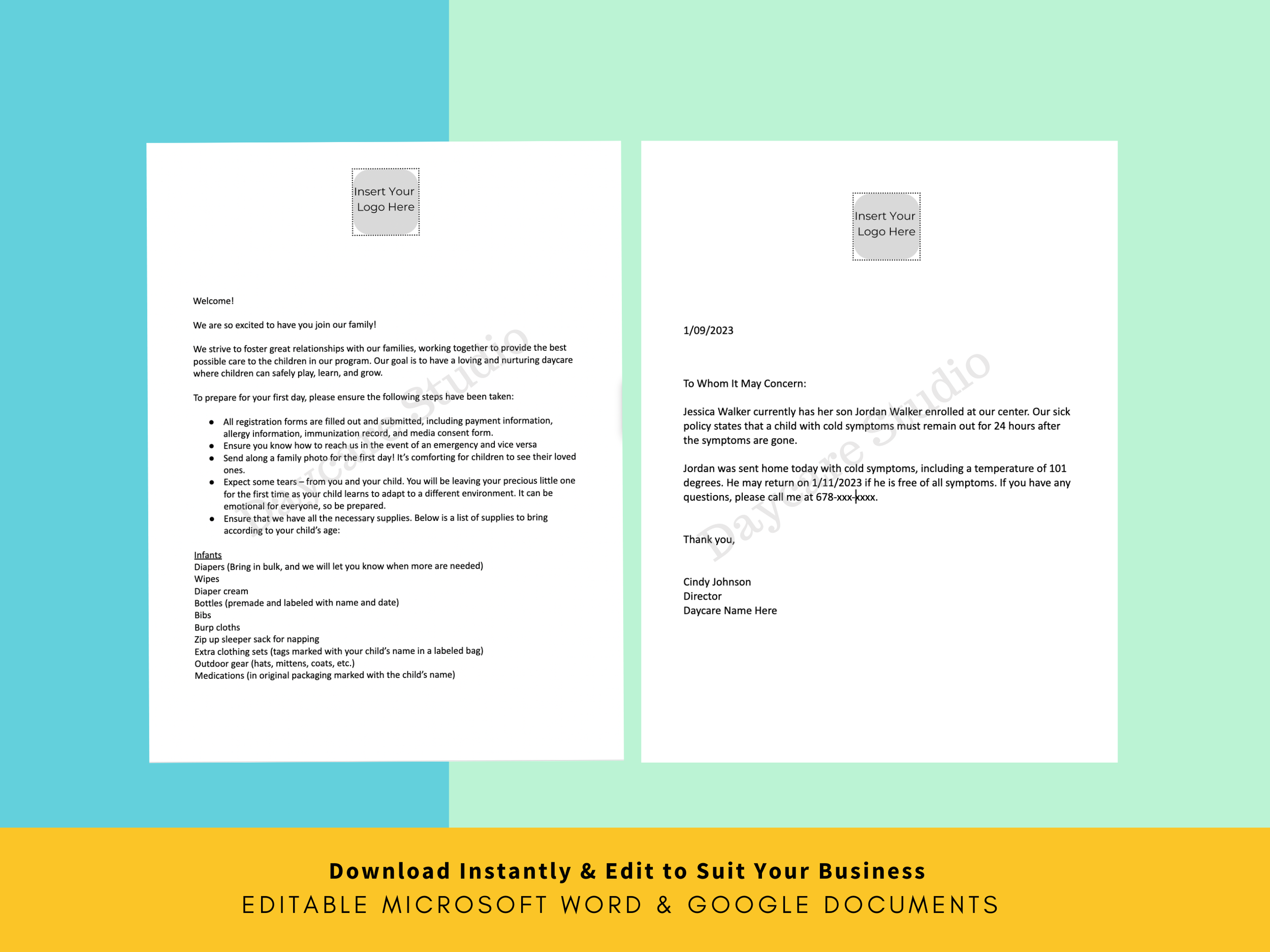 Daycare Forms SUPER Package-108+ Forms / Start Your Own Child Care ...