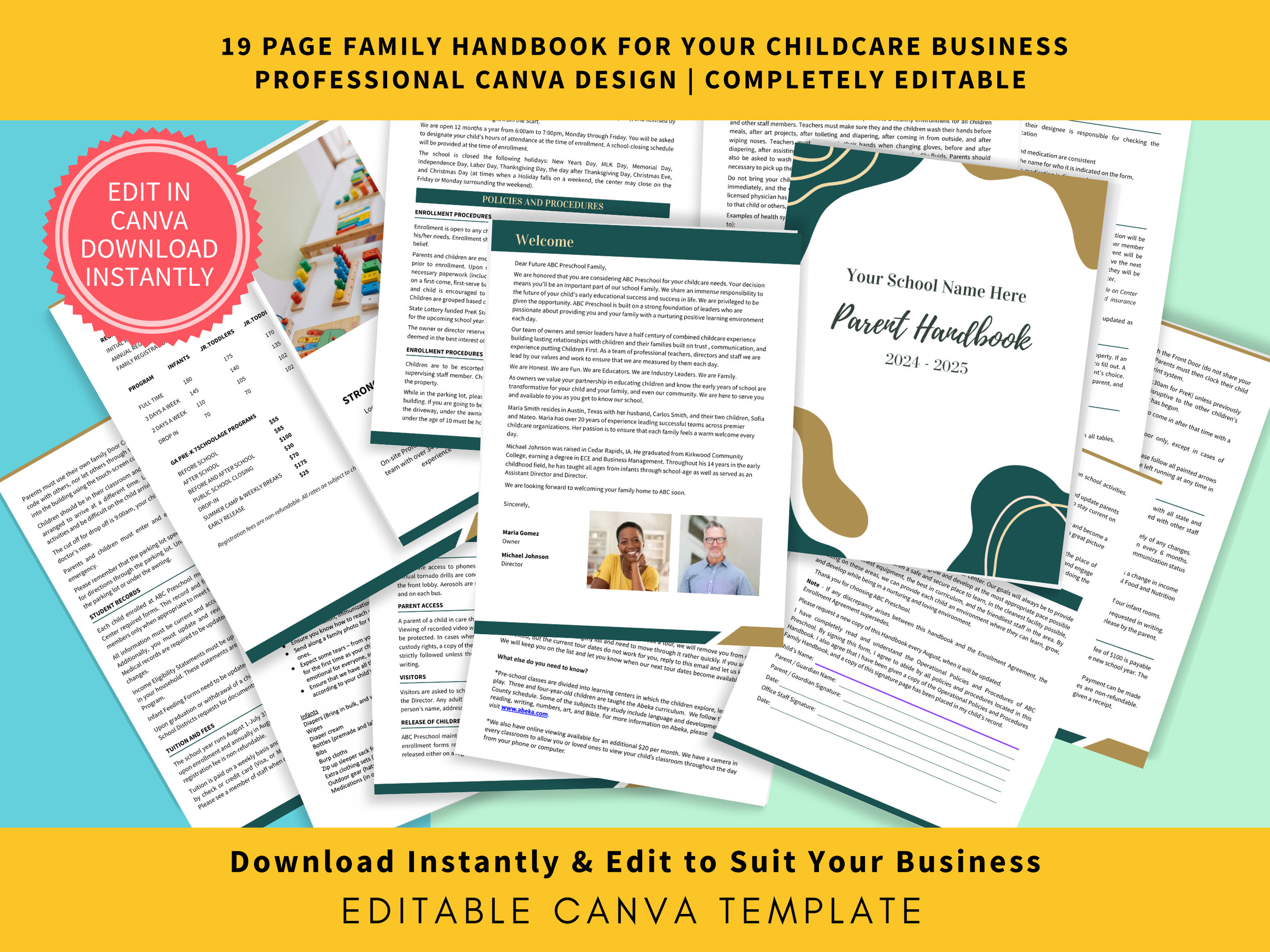 Daycare Enrollment Forms | Printable Daycare Contract Template ...