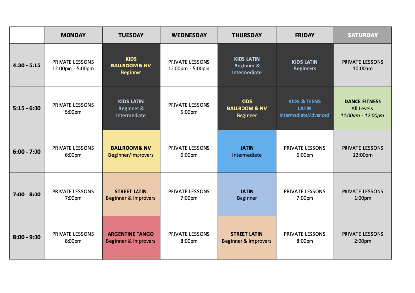 Timetable — Dance House International