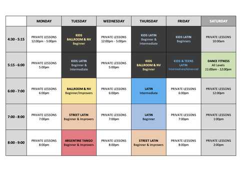 Timetable — Dance House International