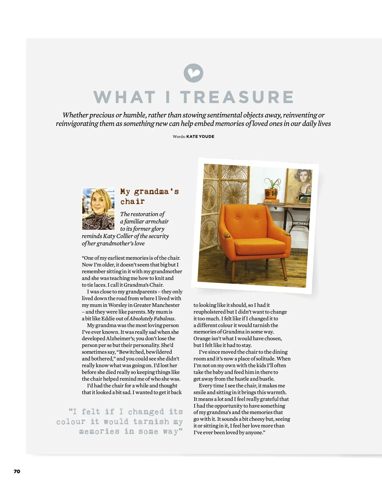 The Simple Things: What I treasure — Kate Youde