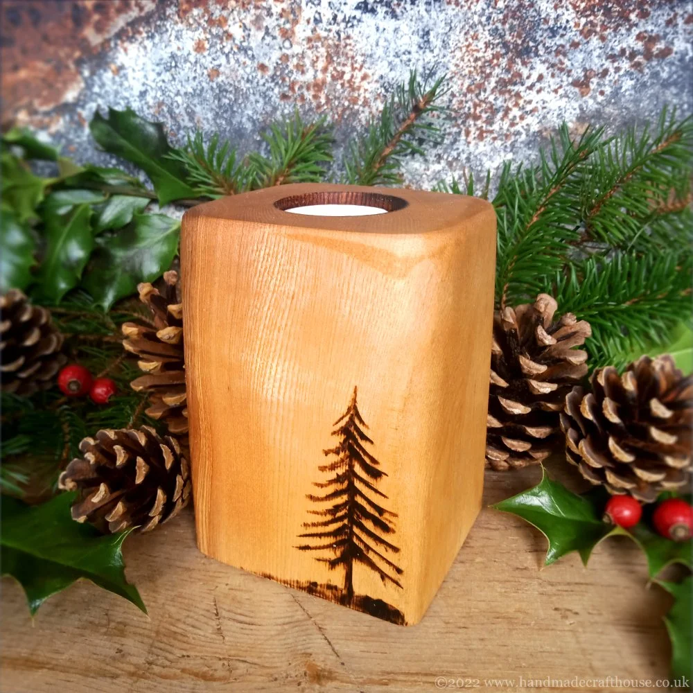 Large Tree Candle Block - Oak — Handmade Craft House