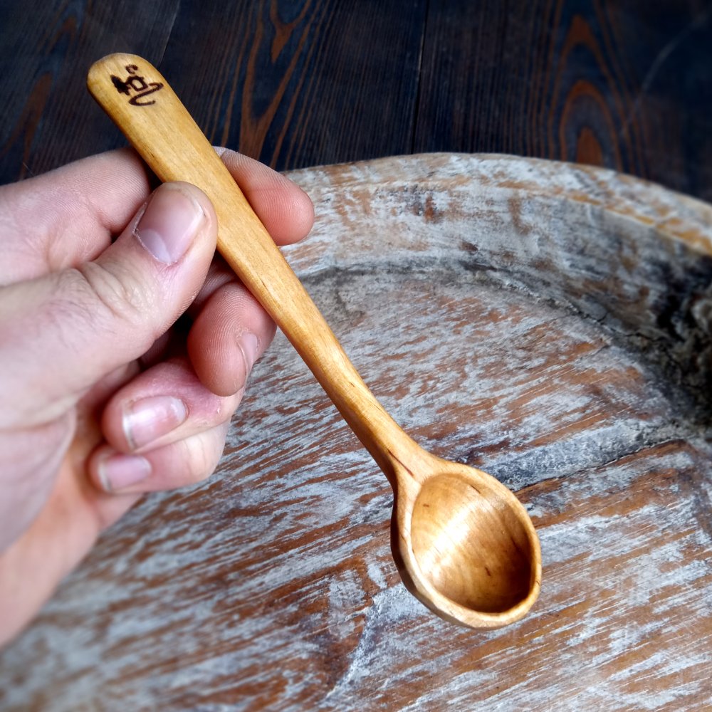 Rustic Short-handled wooden Kitchen Spoon - Utensils carved by hand in ...