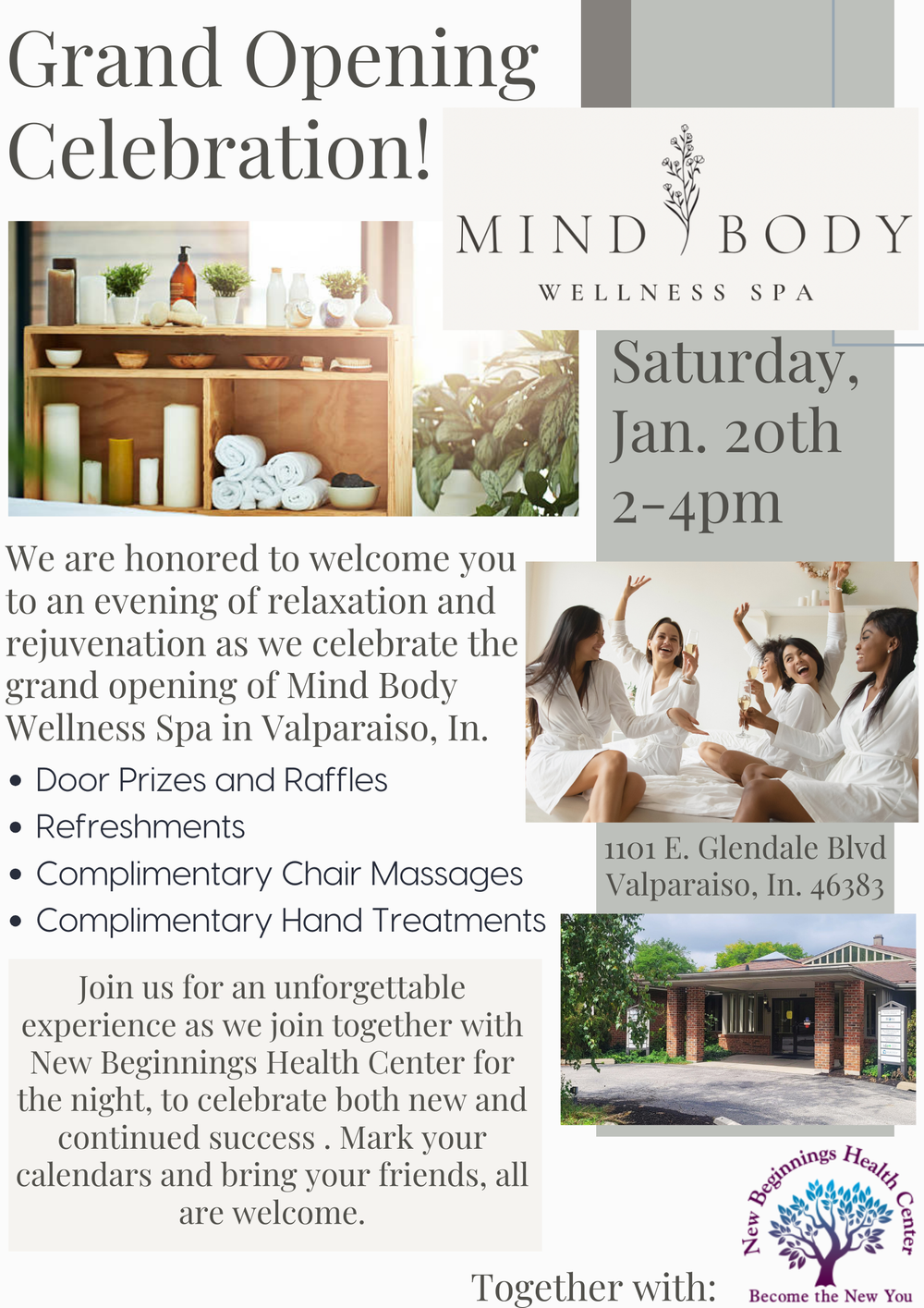 Mind Body Wellness Spa Grand Opening & New Beginnings Health Center ...