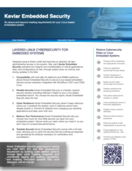 Kevlar Embedded Security Data Sheet — Star Lab Software