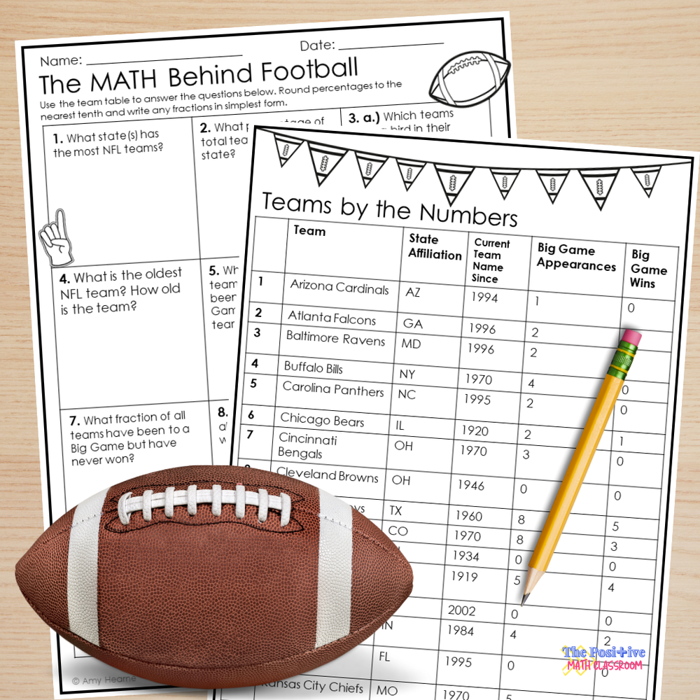 Super Bowl Math Activities — The Positive Math Classroom
