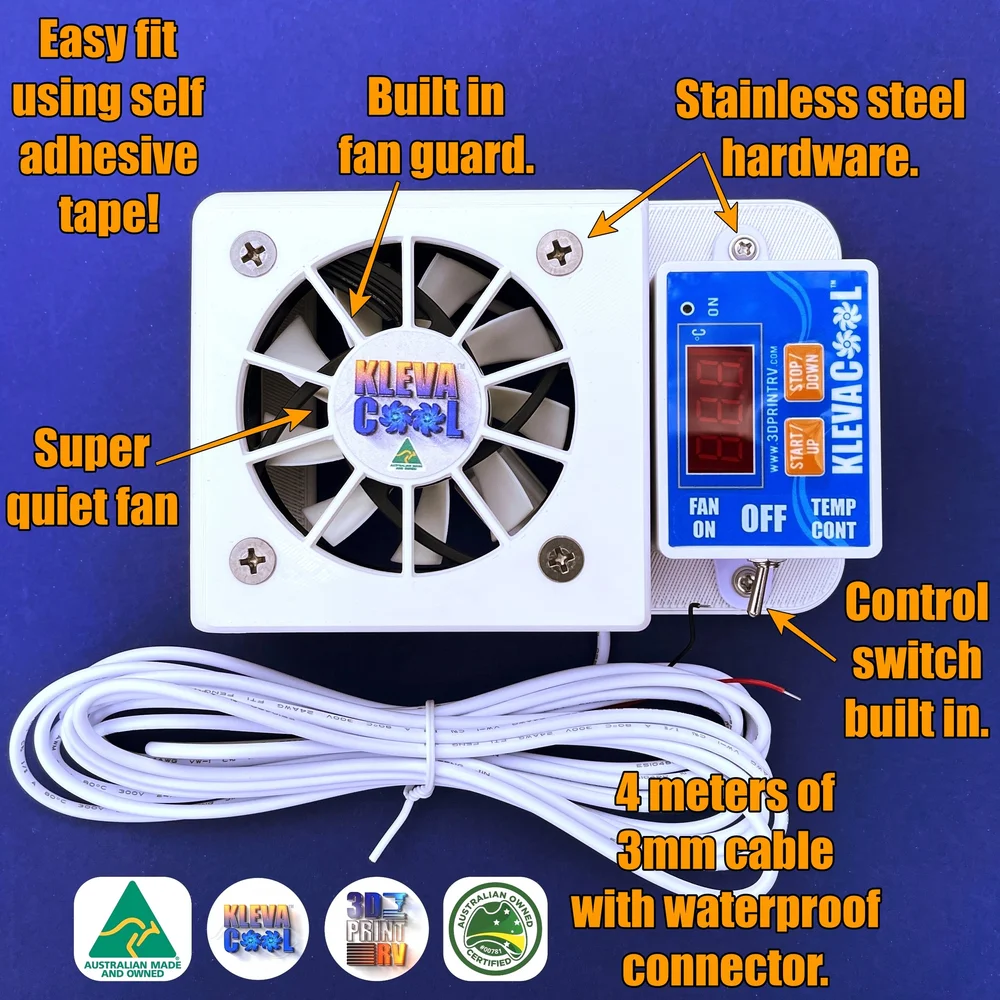 Klevacool™ Caravan Compressor Fridge Internal Fan Kits — 3DPrintRV